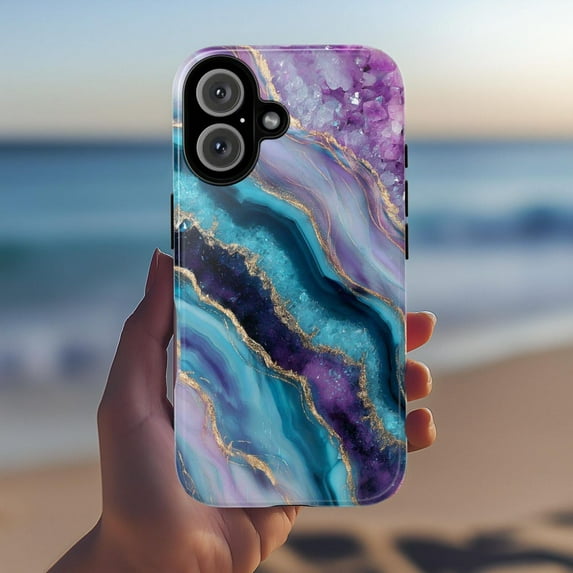 Abstract Crystal Wave Colorful Phone Case for 17 16 15 14 13 12 11 Pro ...