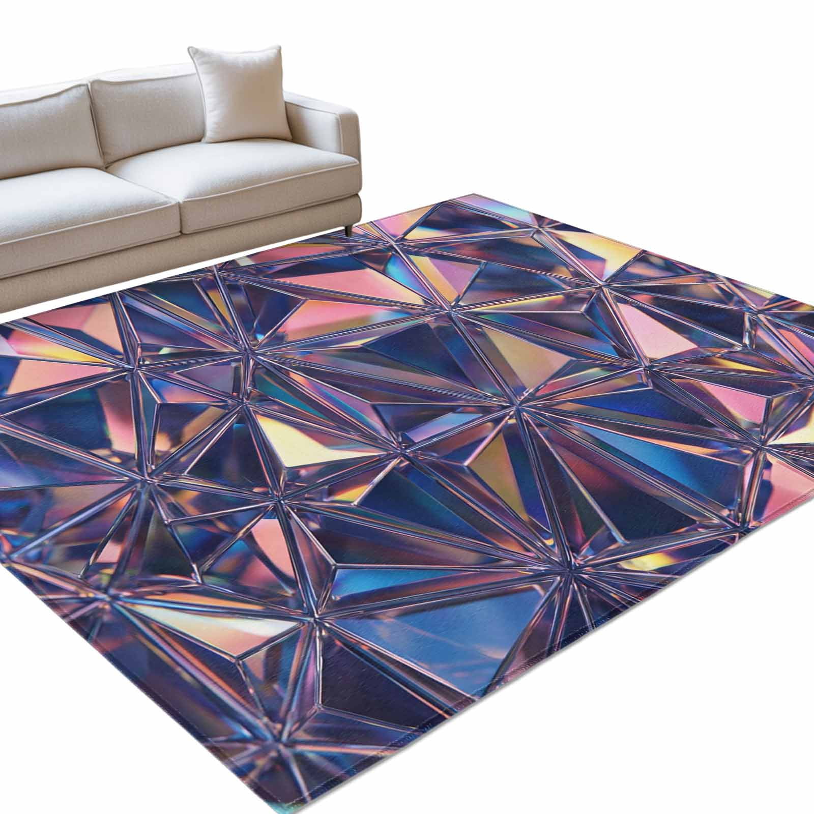 Abstract Crystalline Shards Area Rugs 5x8ft Modern Purple Pink Blue ...