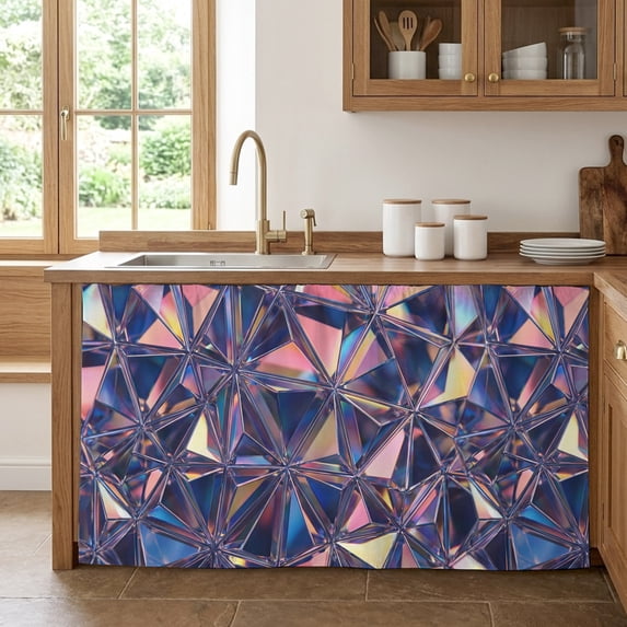 Abstract Crystalline Shards Cabinet Curtains 28" W x 51" L Modern ...