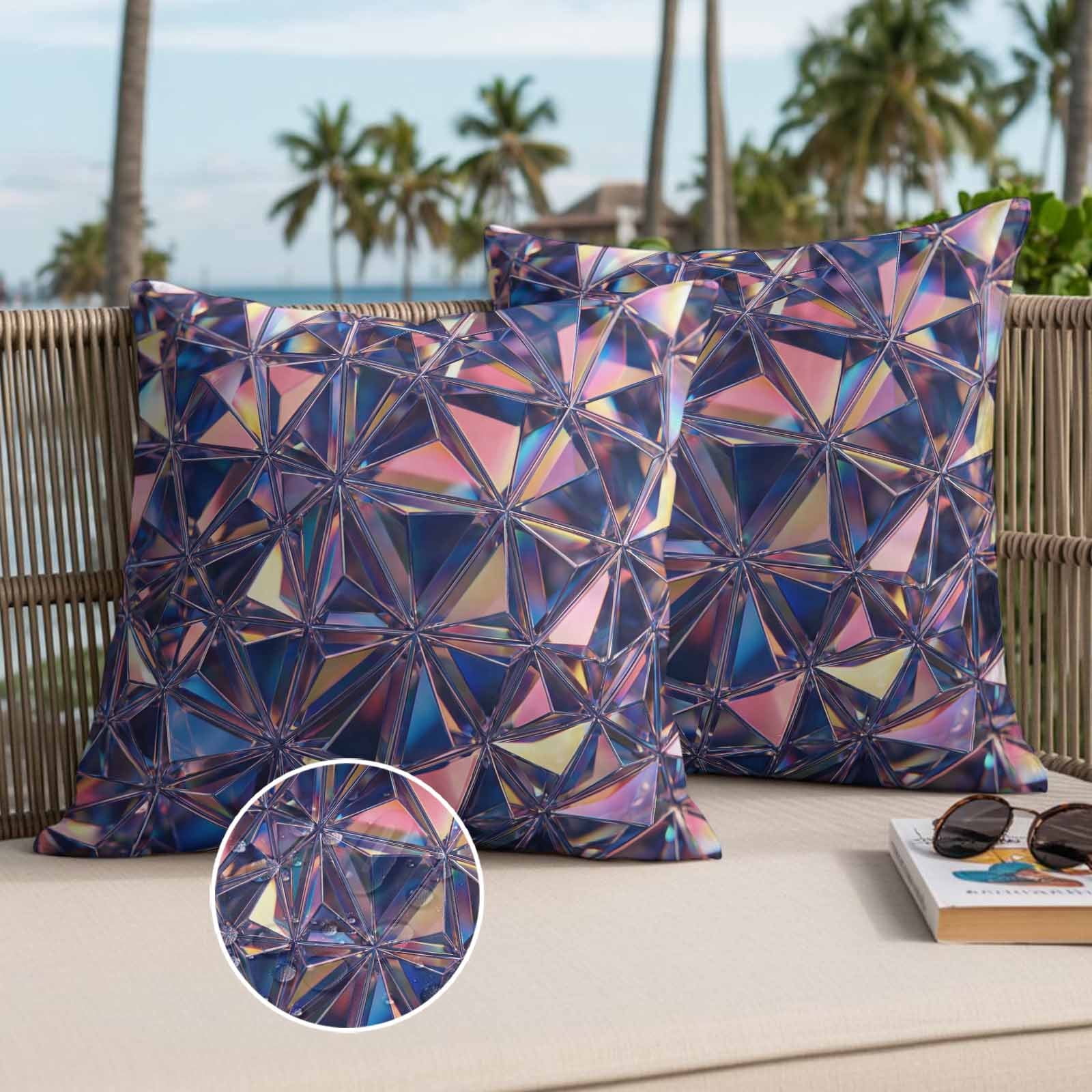 Abstract Crystalline Shards Outdoor Waterproof Throw Pillow Covers Set ...