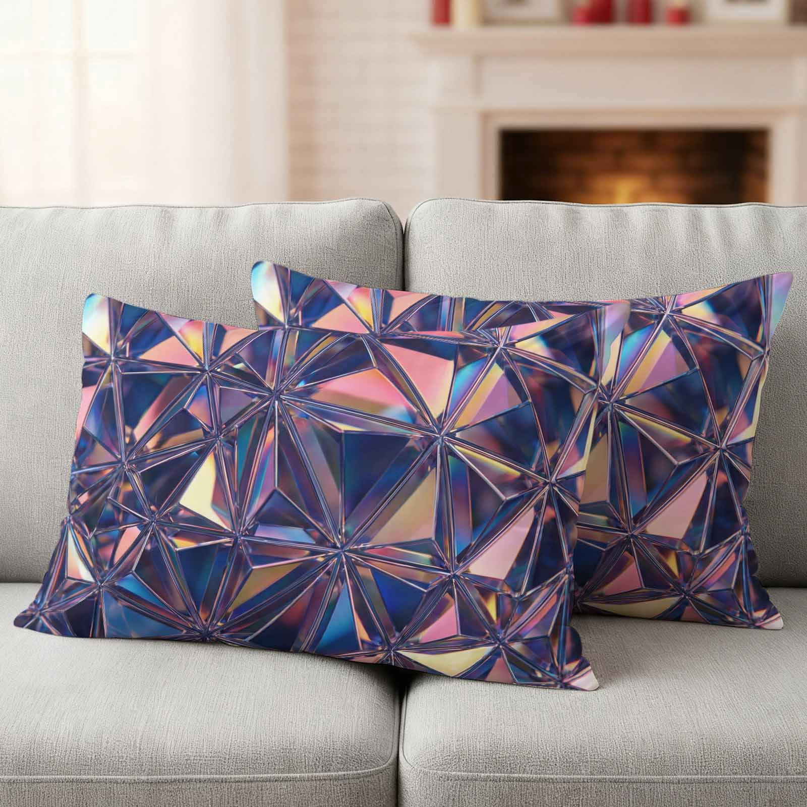 Abstract Crystalline Shards Pillow Covers 2 Pack Modern Purple Pink ...