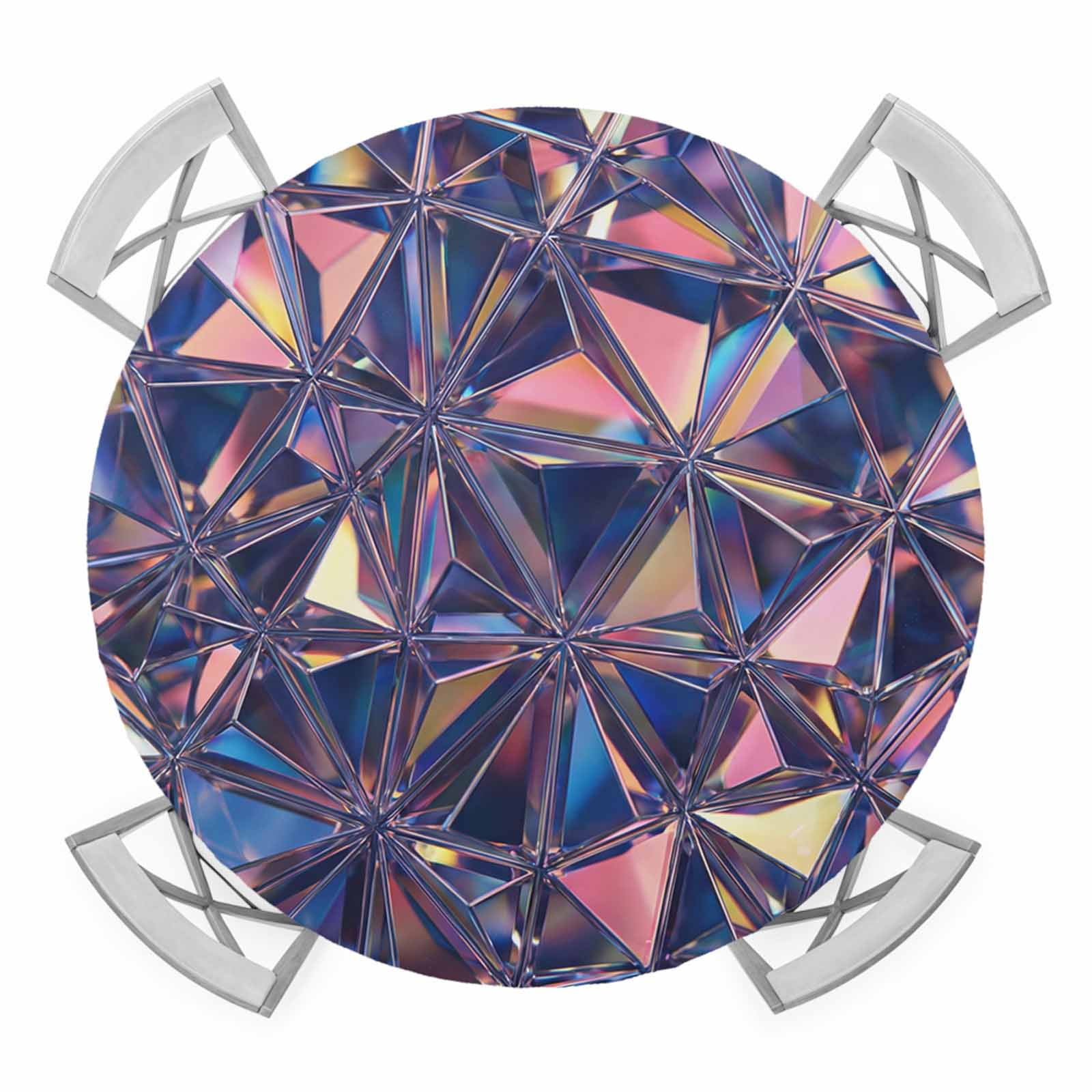 Abstract Crystalline Shards Round Fitted Tablecloth with Elastic Edge ...