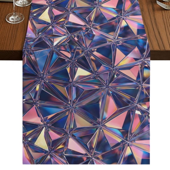 Abstract Crystalline Shards Table Runner 48 Inches Long, Modern Purple ...