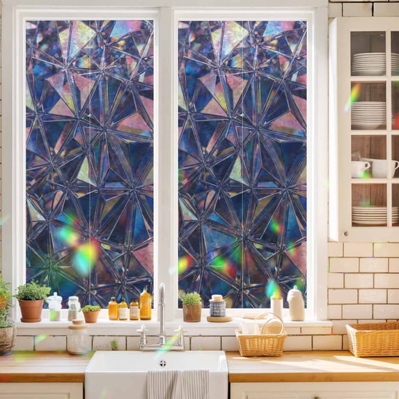 Abstract Crystalline Shards Window Privacy Film Modern Purple Pink Blue ...