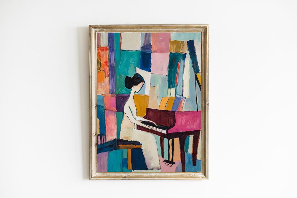 Abstract Cubism Piano Contemporary Wall Print Poster Cubism Wall Decor Poster Piano Art Art E939 ...