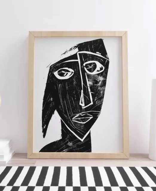 Abstract Cubist Portrait Print Wall Art Trendy Modern Home Decor ...