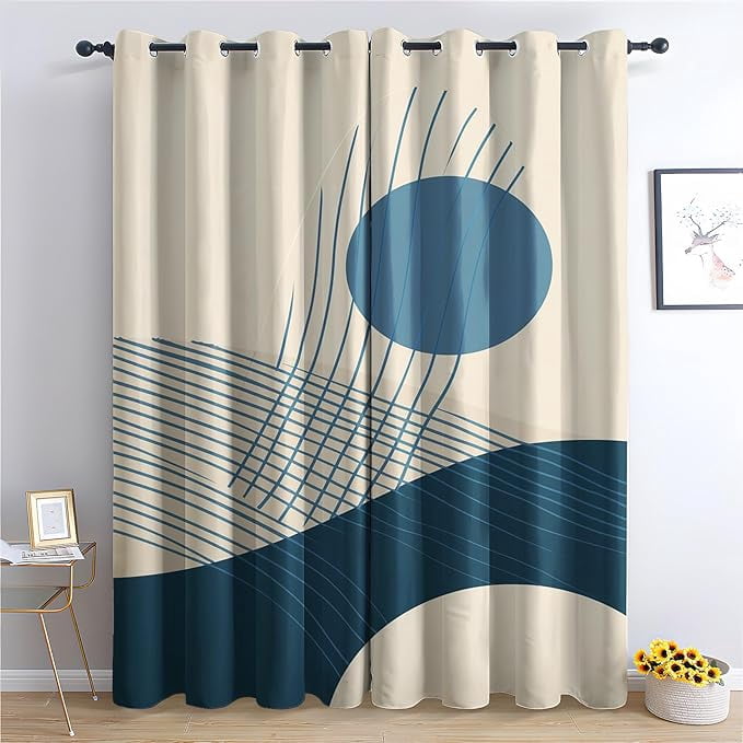 Abstract Curtain, Modern Blackout Curtains for Living Room, Minimalist ...