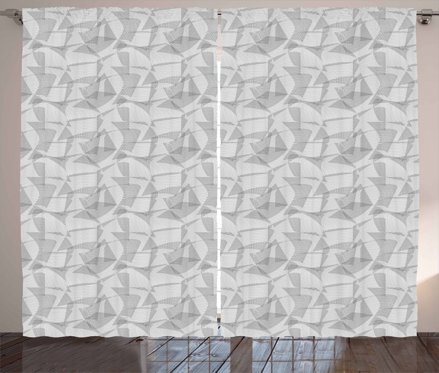 Ambesonne Abstract Curtains 2 Panel Set, Curvy Lines Art, 108" x 63 ...