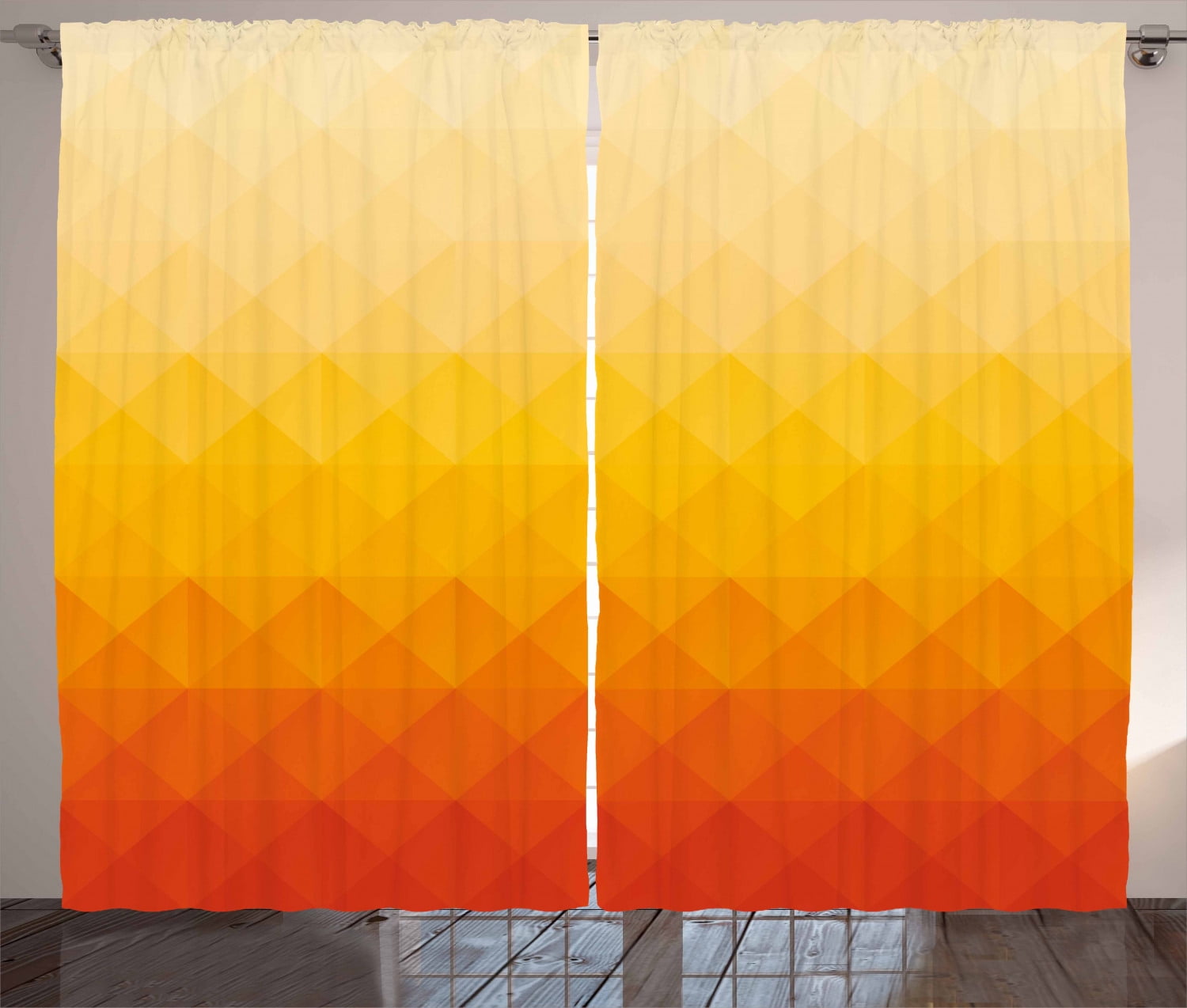 Ambesonne Abstract Curtains 2 Panel Set, Triangle Mosaic Poly, 108" x ...