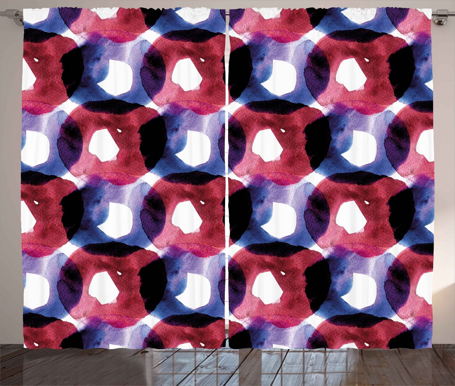 Ambesonne Circle Curtains 2 Panel Set, Disc Shaped Oval Art, 108" x 63 ...