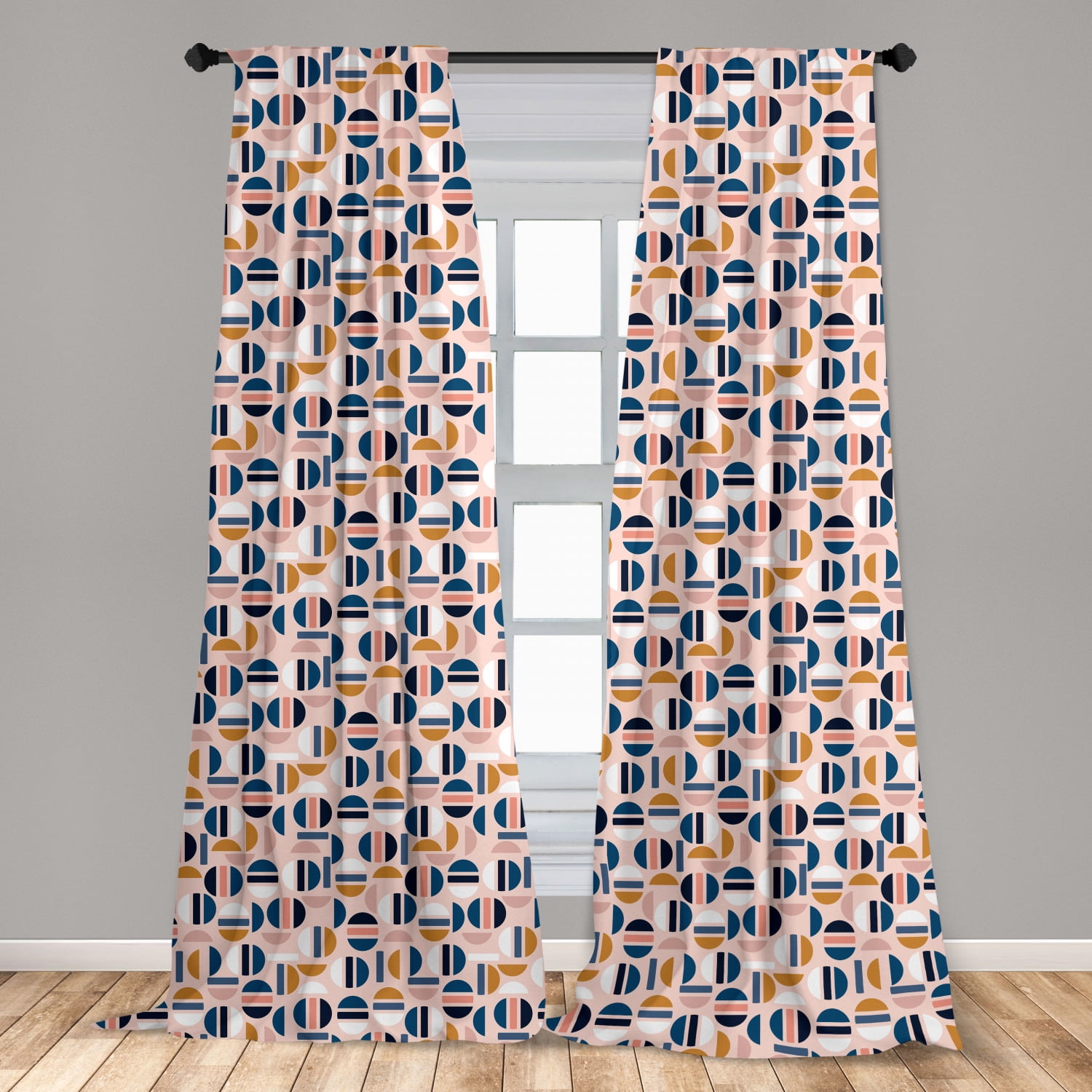 Abstract Curtains 2 Panels Set Geometric Inspired Simple Contemporary