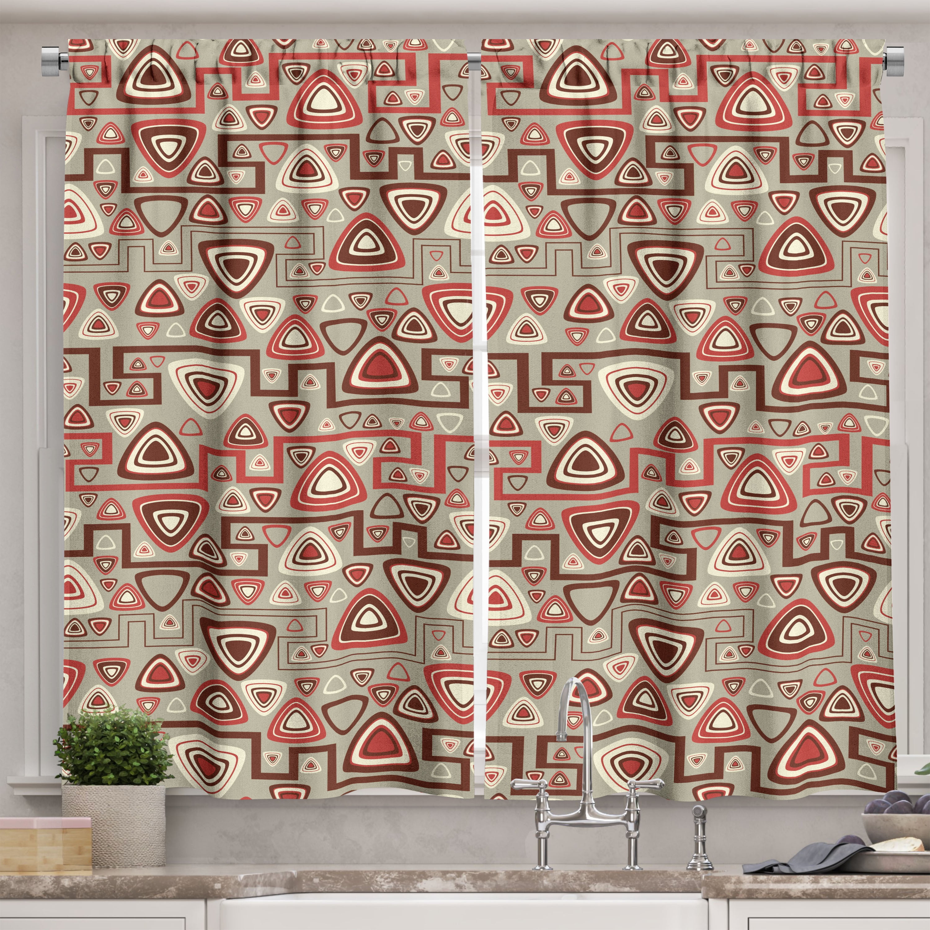 Abstract Curtains 2 Panels Set, Graphic Abstract Geometric Maze Like ...