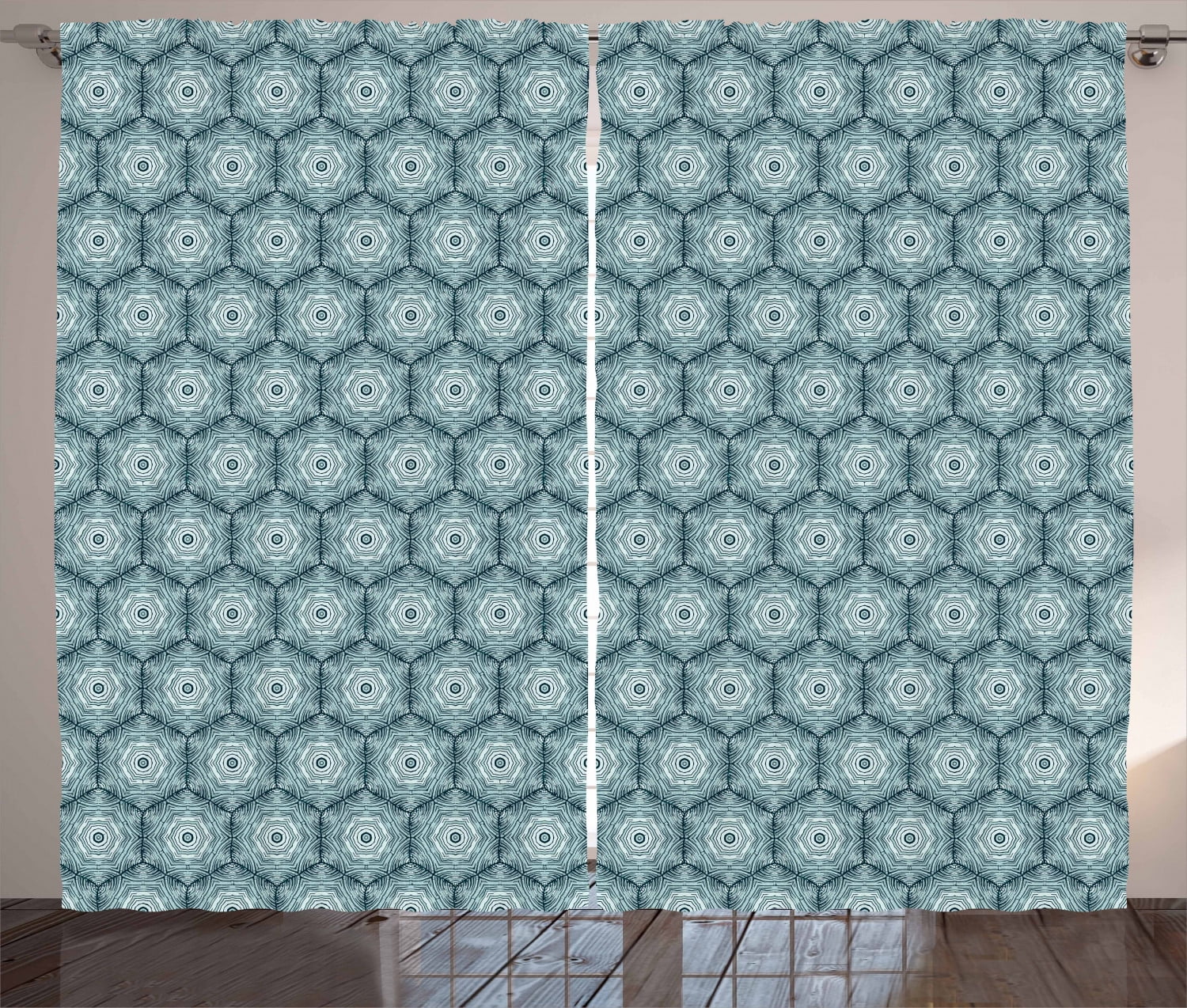 Ambesonne Abstract Curtains 2 Panel Set, Growth Rings Circles, 108" x ...