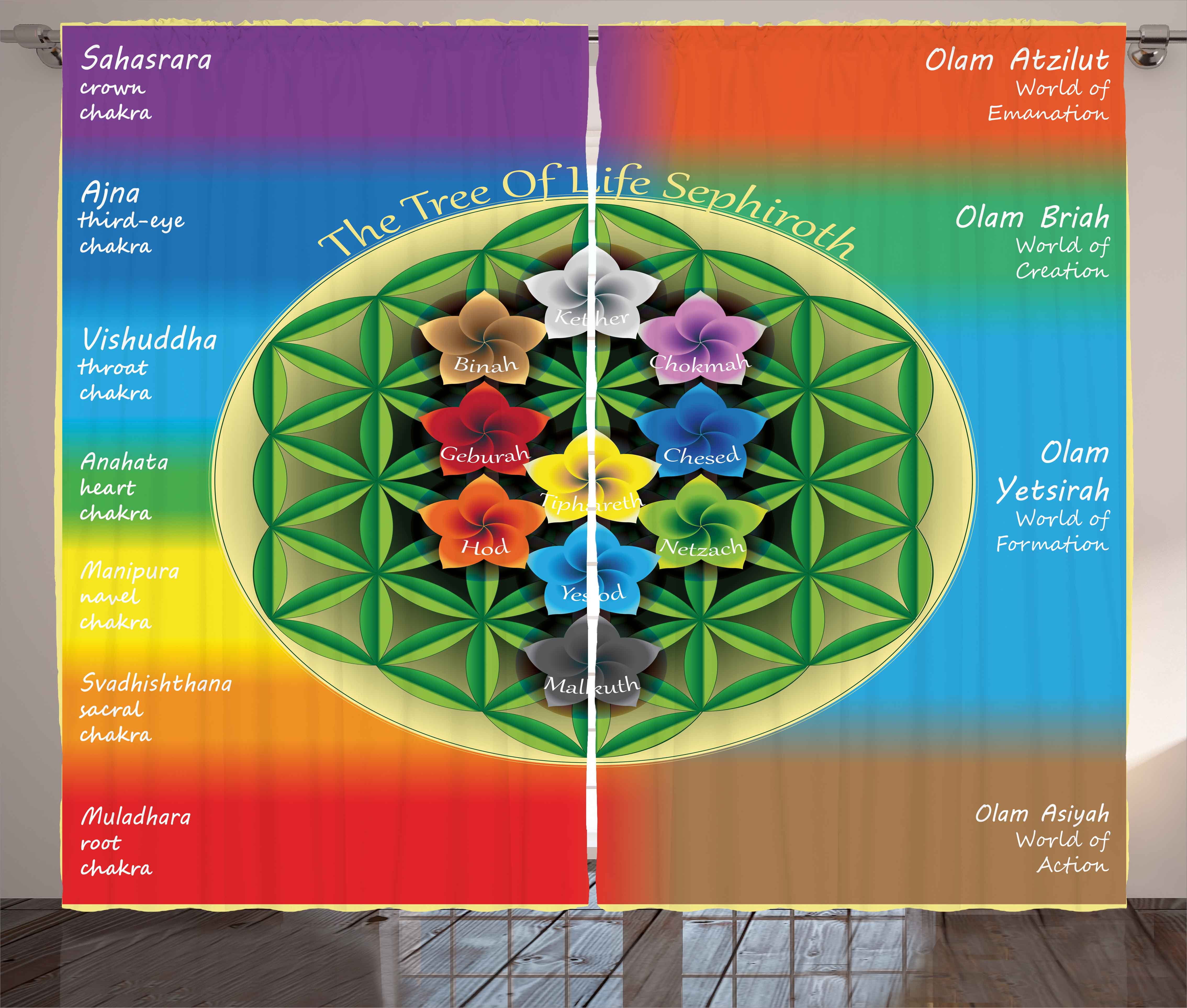 Ambesonne Tree of Life Curtains 2 Panel Set, Yoga, 108" x 96 ...