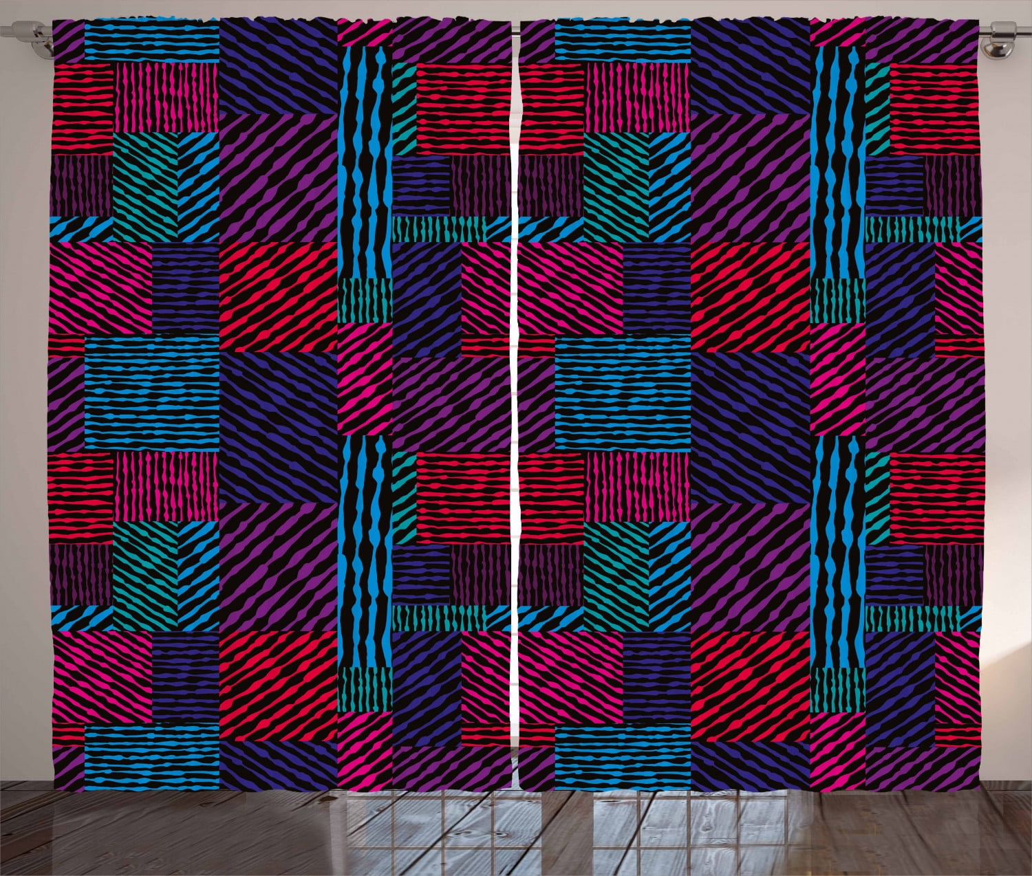 Ambesonne Abstract Curtains 2 Panel Set, Trippy Modern Wavy, 108" x 84 ...