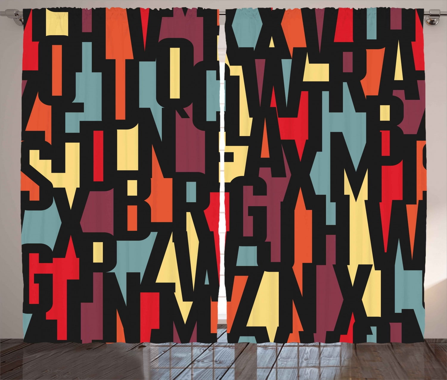 Ambesonne Abstract Curtains 2 Panel Set, Fractal Funky Forms, 108" x 63 ...