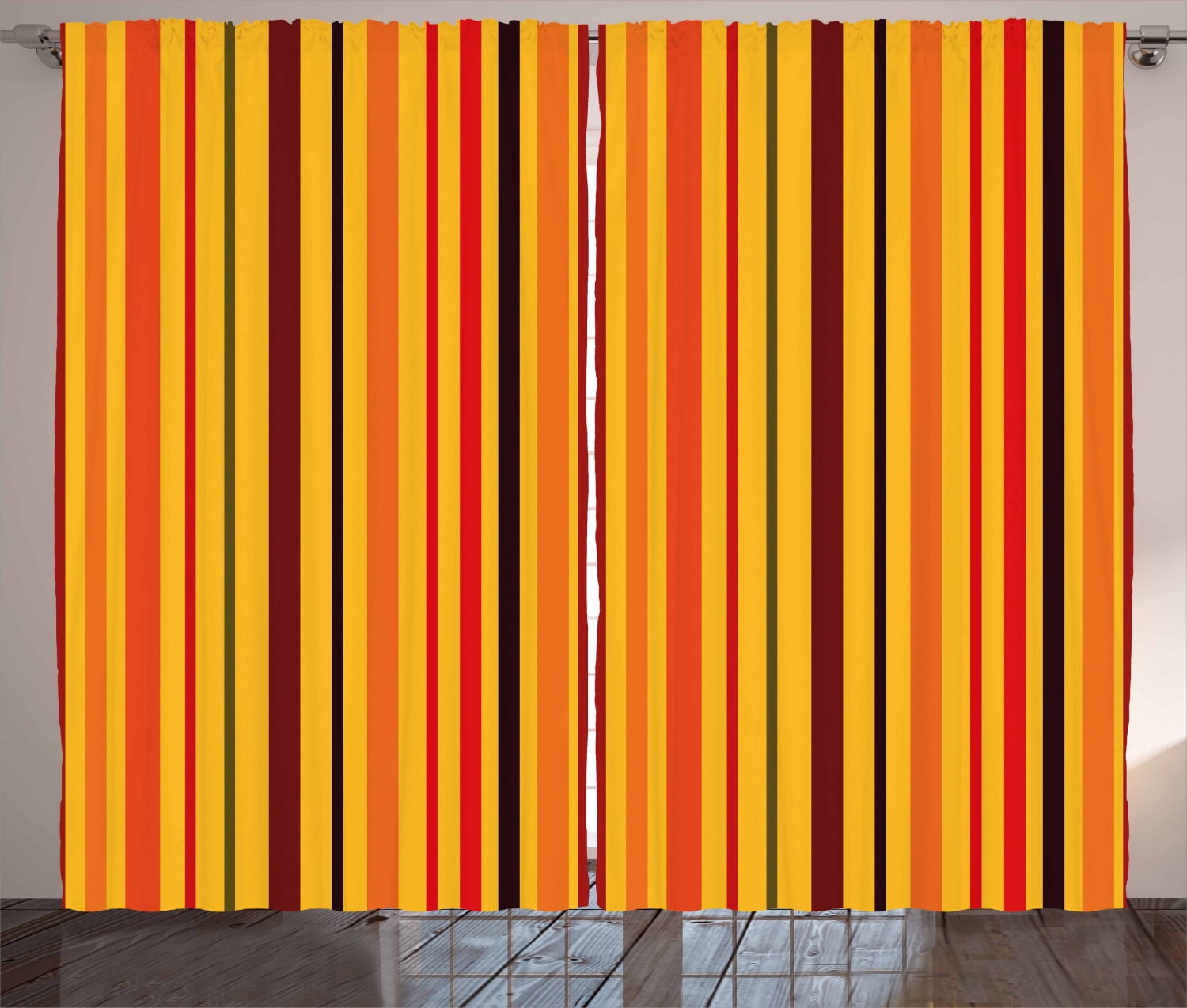 Ambesonne Abstract Curtains 2 Panel Set, Vibrant Vertical Lines, 108" x ...