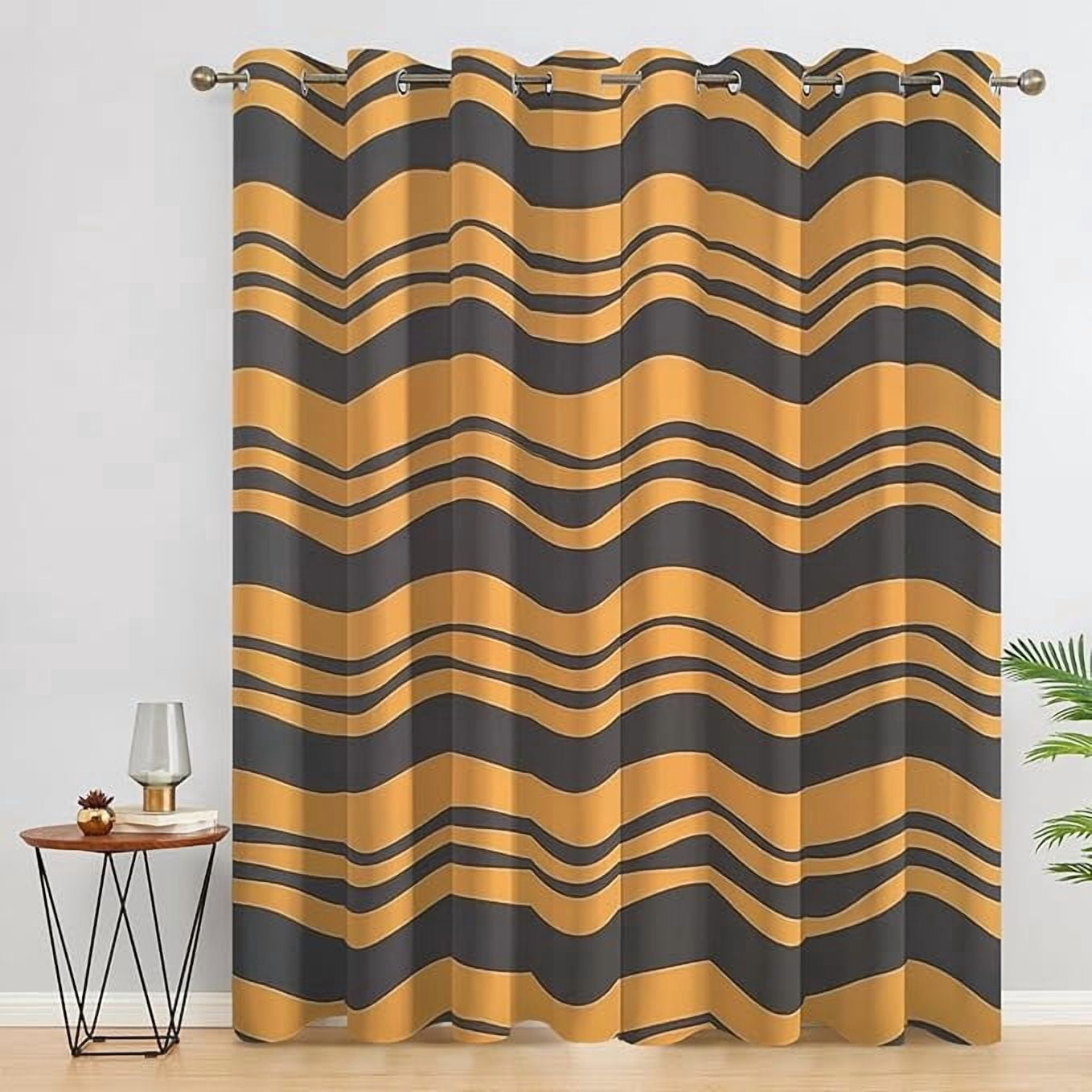 Abstract Curtains, Abstract Wave Curtains, Black Yellow Window Curtains ...