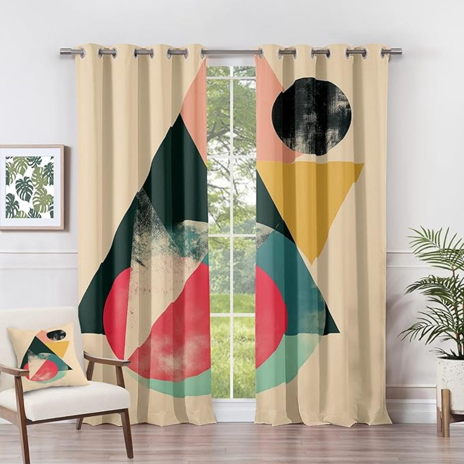 Abstract Curtains, Boho Mid Century Modern Geometric Patterned Blackout ...