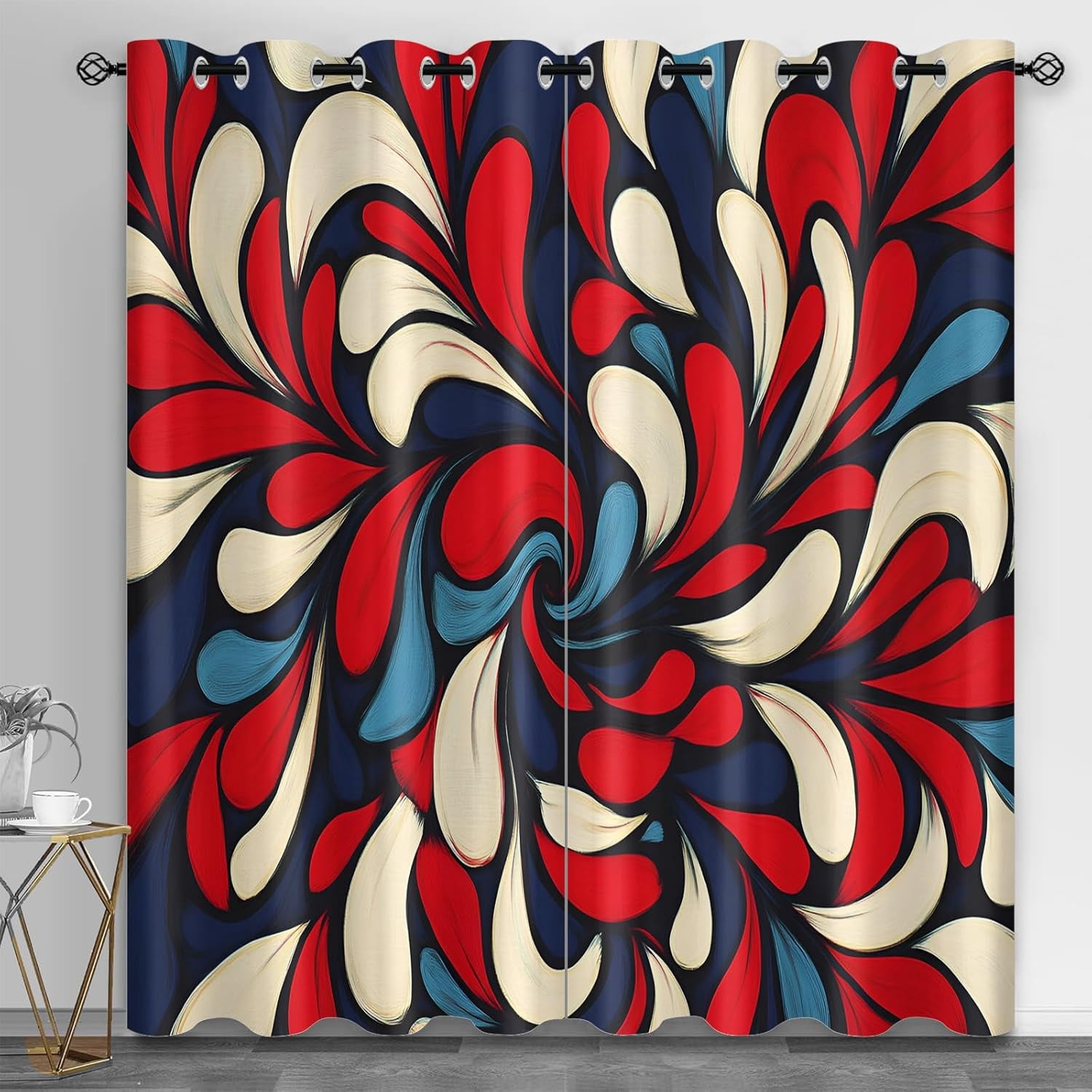 Abstract Curtains, Feather Art Blackout Curtains, Multicolor Window ...