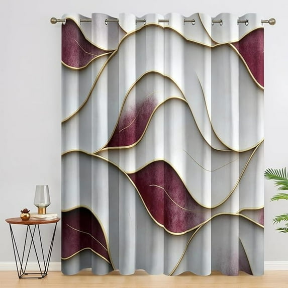 Abstract Curtains For Living Room - Abstract Leaf Curtains, Geometric ...