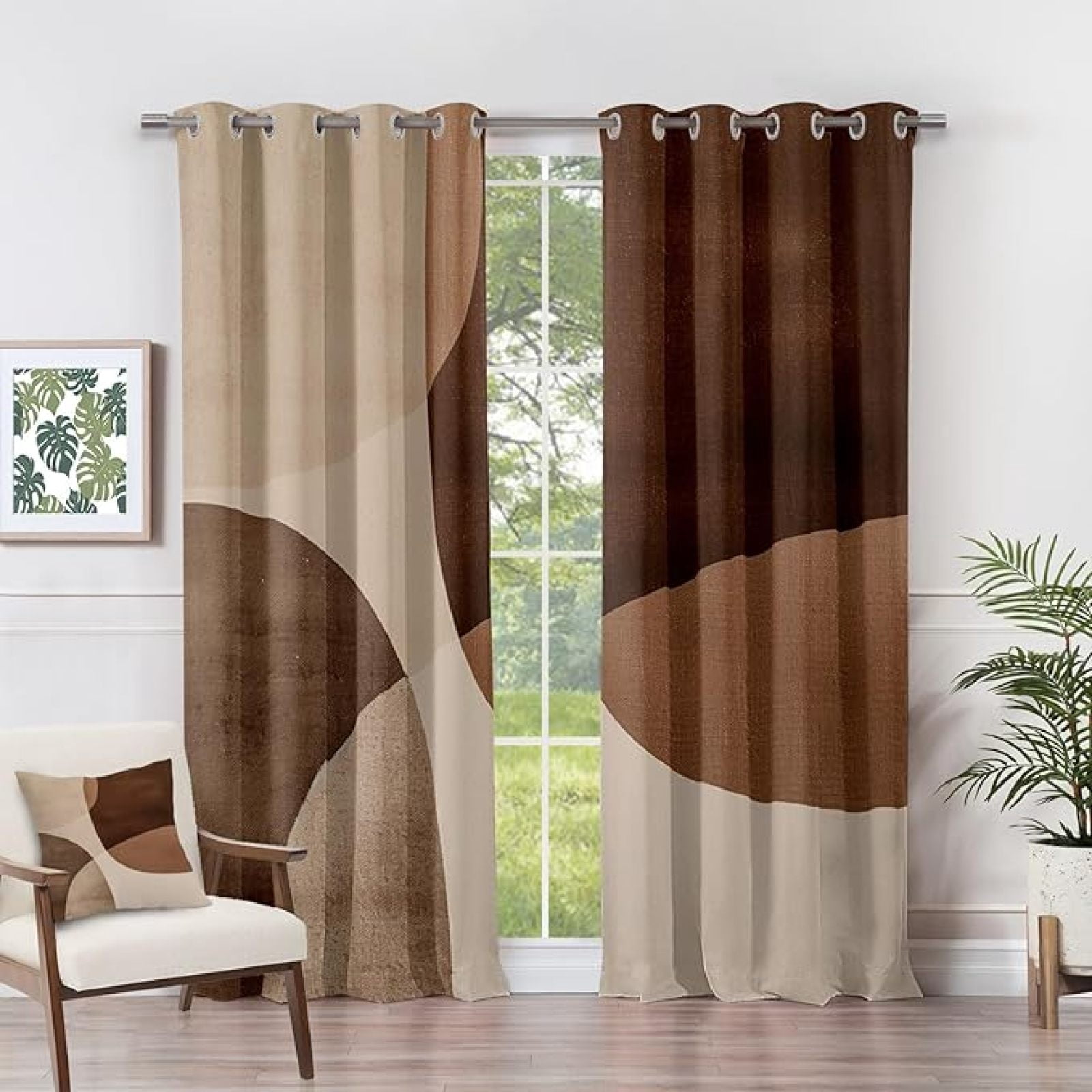Abstract Curtains For Living Room Bedroom, Boho Mid Century Modern ...