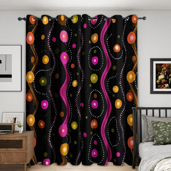 Abstract Curtains For Living Room Colorful Dots Pattern Design Blackout ...