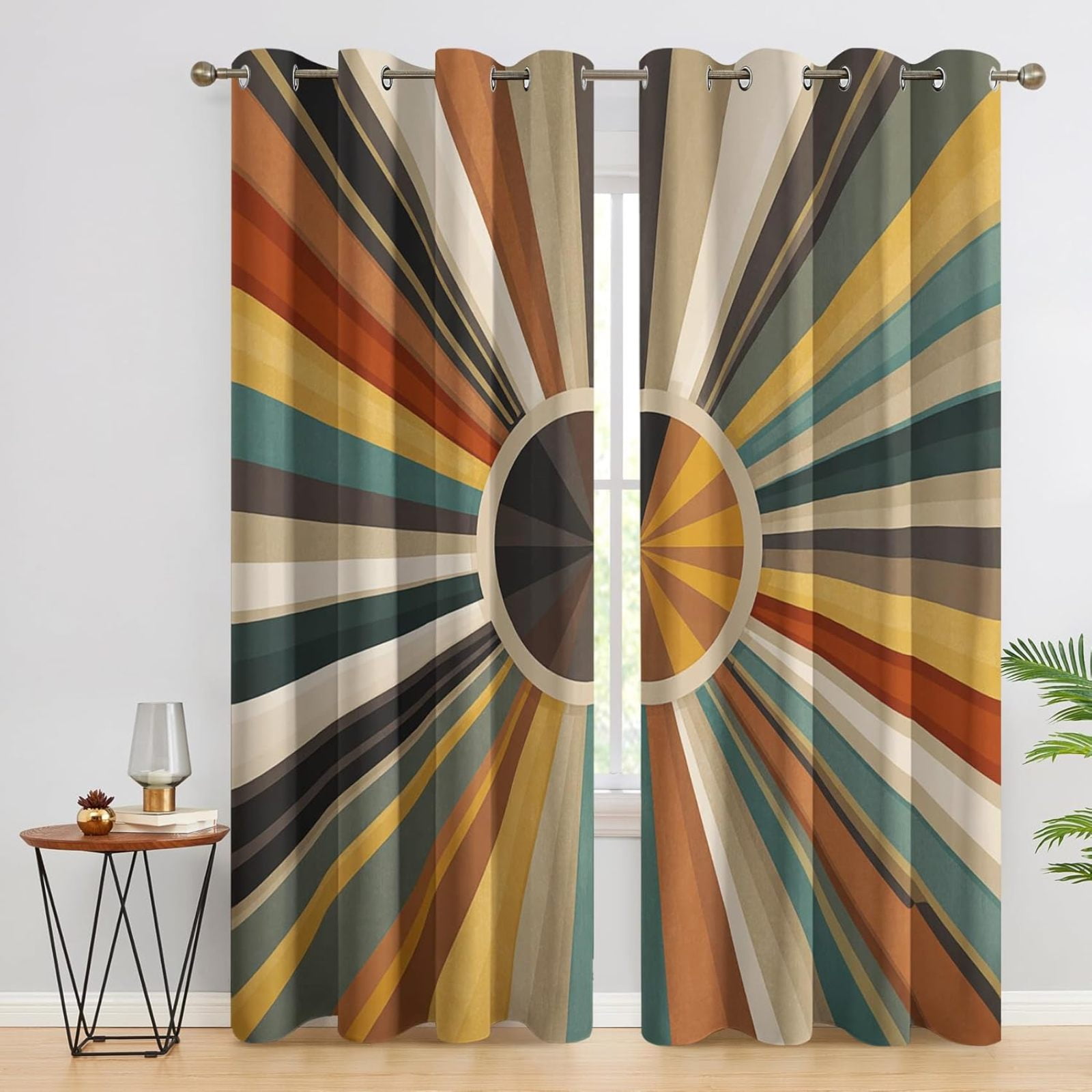 Abstract Curtains For Living Room , Mid Century Modern Vintage Pattern ...