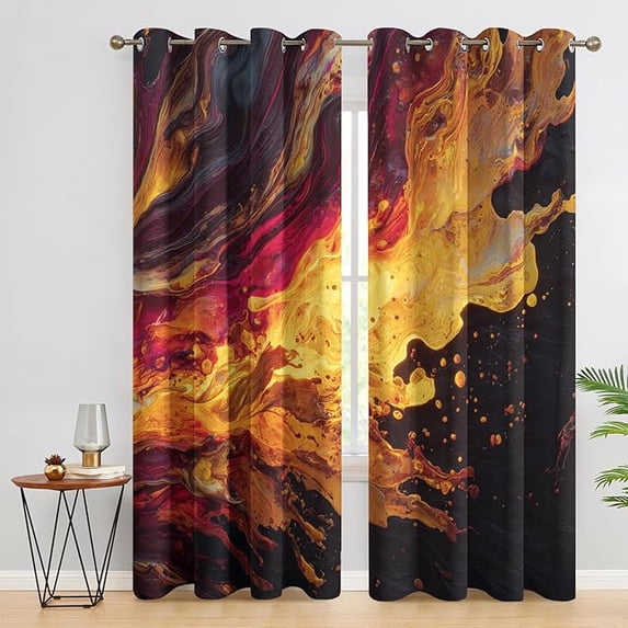 Abstract Curtains for Living Room, Modern Colorful Art Pattern Design ...