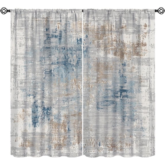 Abstract Curtains, Modern Rug Art Carpet Pattern Window Treatments, Rod ...