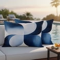 Abstract Curve Outdoor Throw Pillow Covers Set of 2, White Blue ...