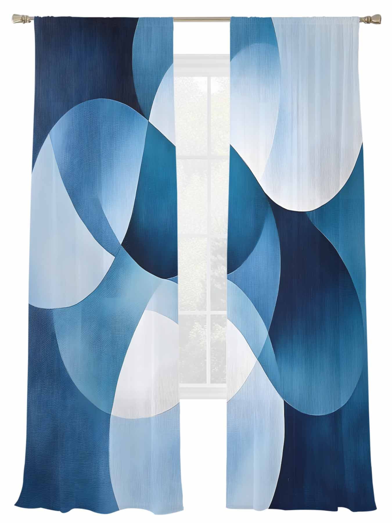 Abstract Curve Sheer Curtains for Living Room Bedroom, Light-filtering ...