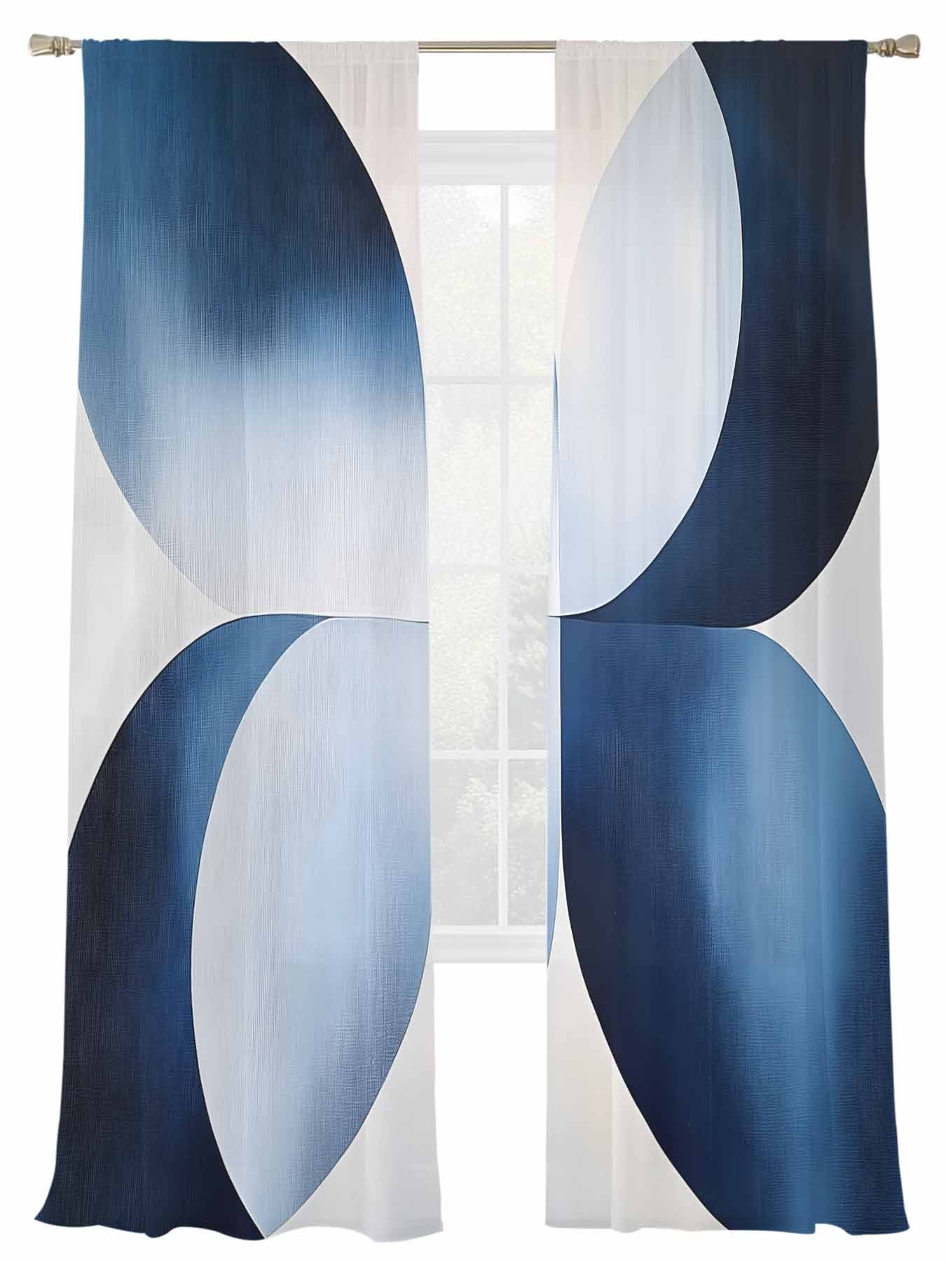 Abstract Curve Sheer Curtains for Living Room Bedroom, Light-filtering ...