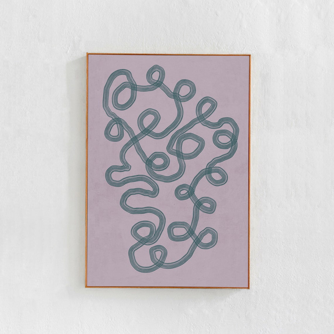 Abstract Curved Line Art In Muted Lilac And Blue, Neutral Home Decor ...