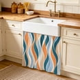 Abstract Curves Cabinet Curtain, Retro Teal Orange Fluid Ribbons Wavy ...