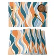 Abstract Curves Placemats Set of 1, Retro Teal Orange Fluid Ribbons ...
