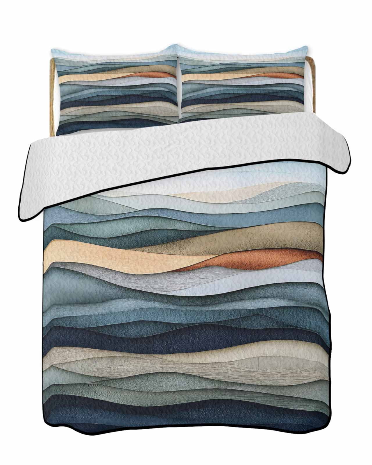 Abstract Curves Quilts Bedding Set King Size Colorful Gradient Lines ...