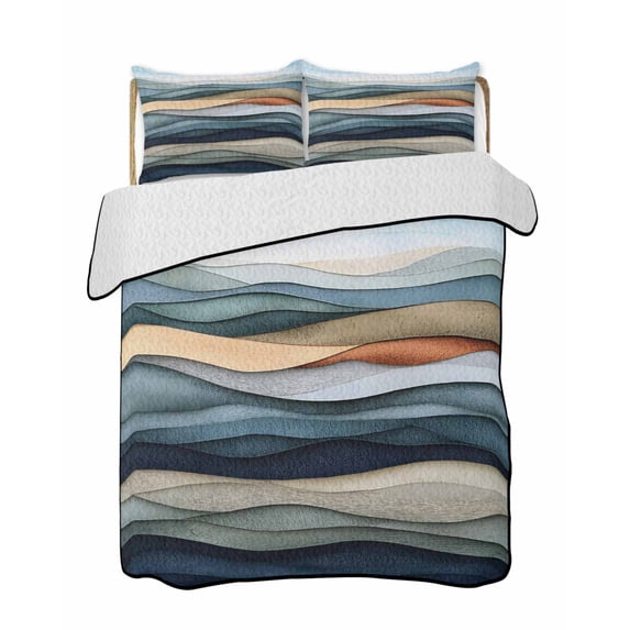 Abstract Curves Quilts Bedding Set King Size Colorful Gradient Lines ...