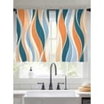 Abstract Curves Sheer Curtains 54 inches Long, Retro Teal Orange Fluid ...