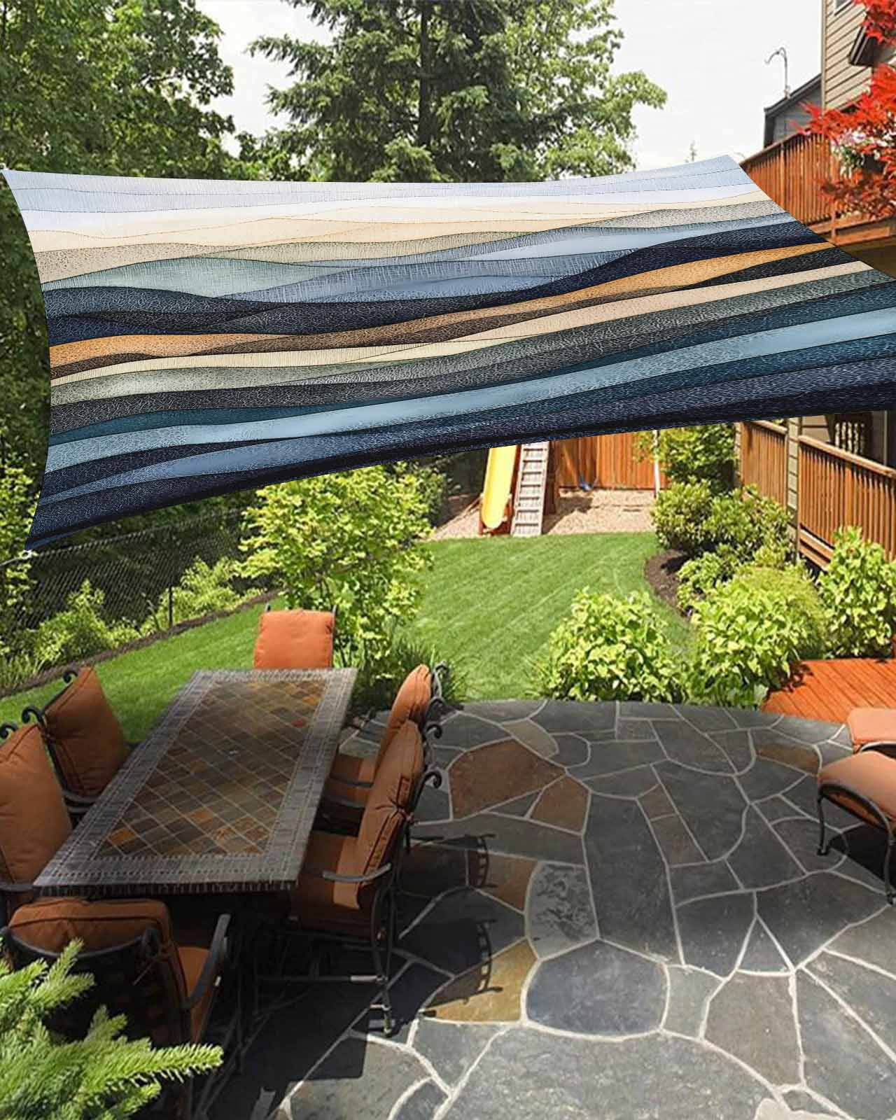 Abstract Curves Sun Shade Sail 12'X16' Colorful Lines Impressionist ...