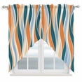Abstract Curves Swag Curtain Valance for Window 2 Panels Retro Teal ...