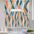 Abstract Curves Swag Valance and Tier Set of 3, Retro Teal Orange Fluid ...
