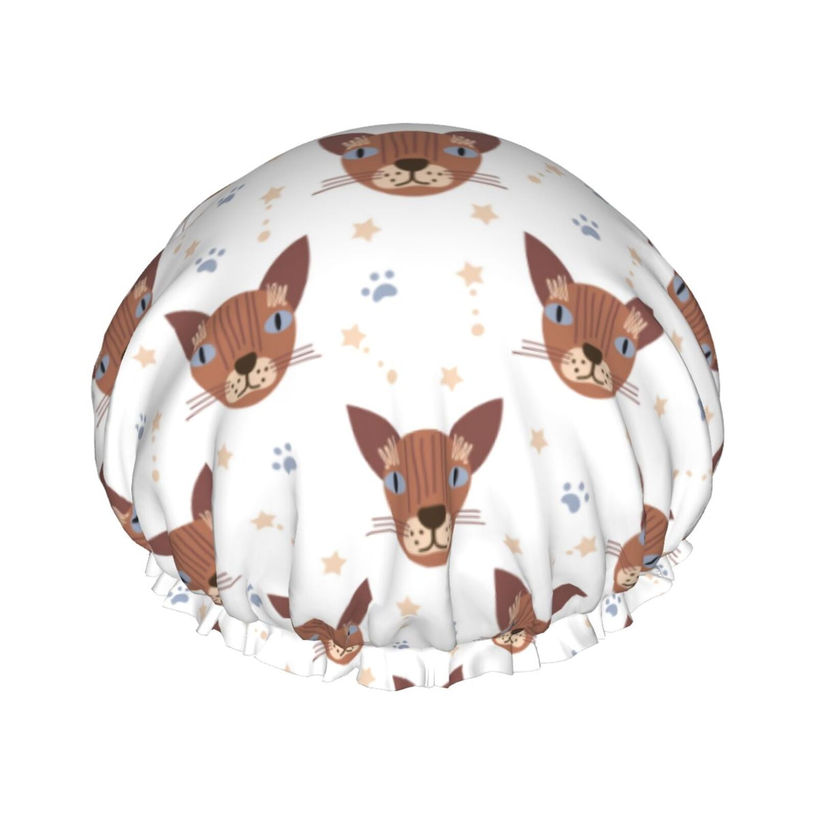 Abstract Cute Cat Face Shower Cap, Reusable Bath Hair Hat for all Hair ...