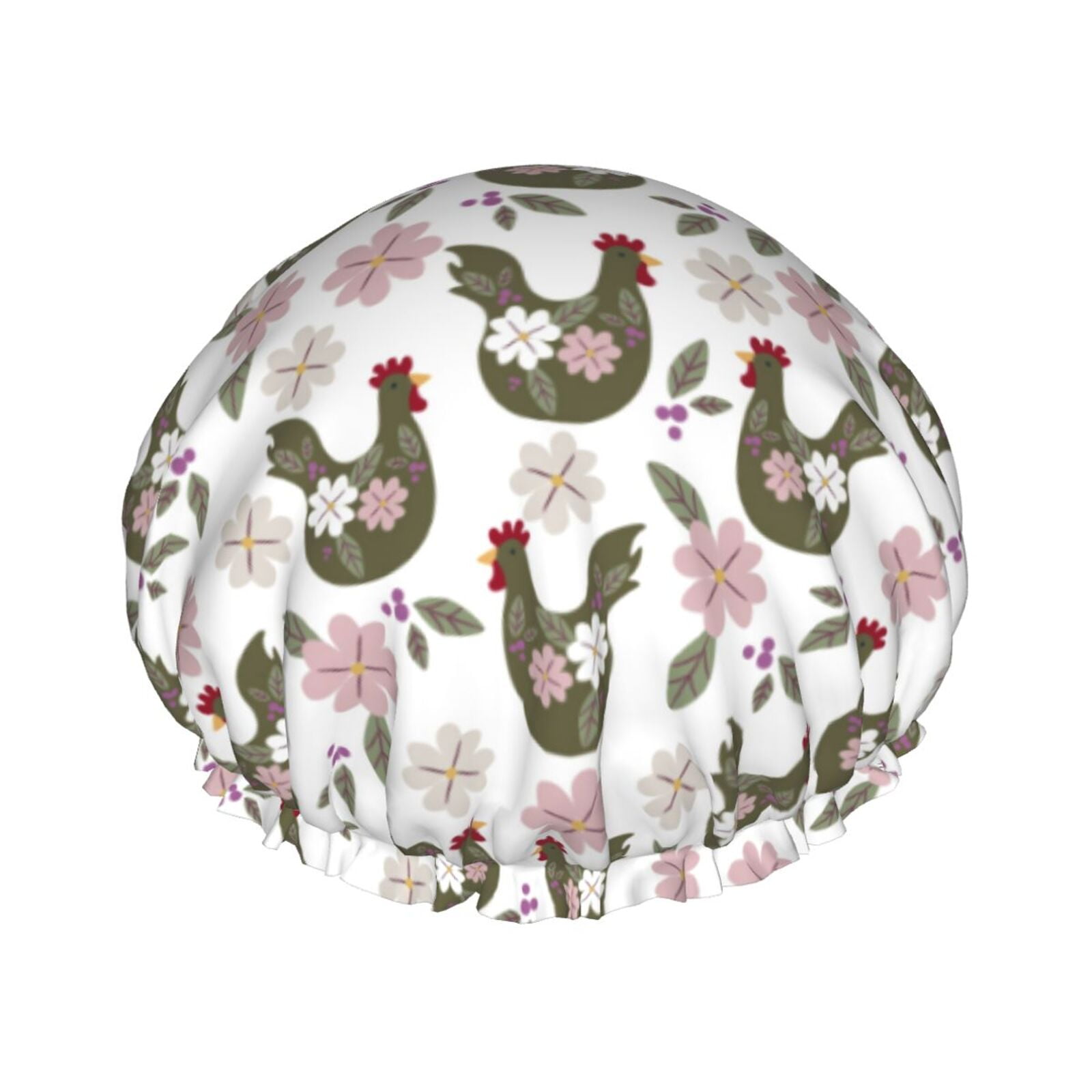 Abstract Cute Chicken Flower Shower Cap, Reusable Bath Hair Hat for all ...