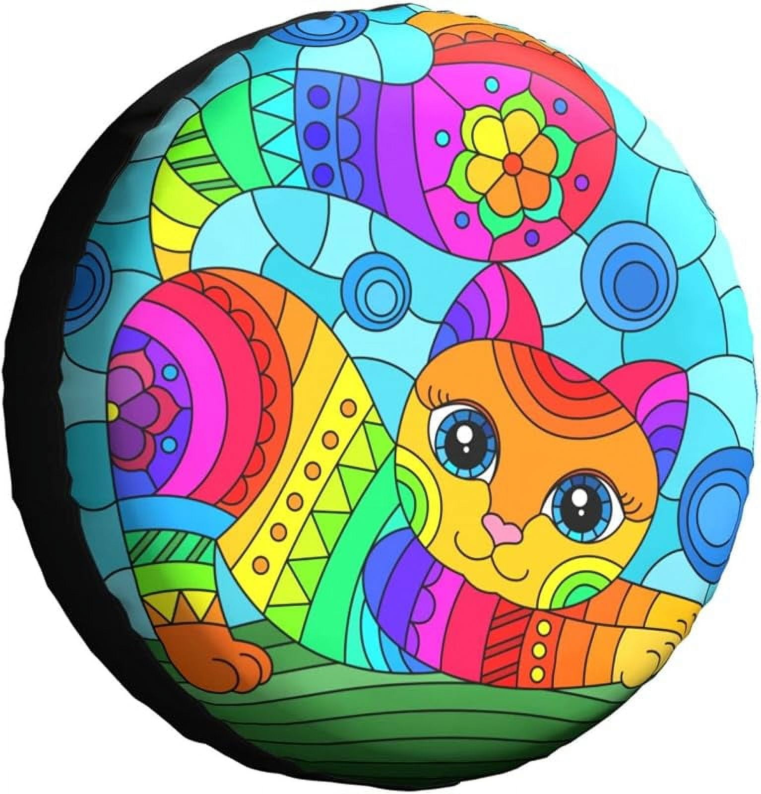 Abstract Cute Colorful Cat Spare Tire Cover Wheel Protector for Truck ...