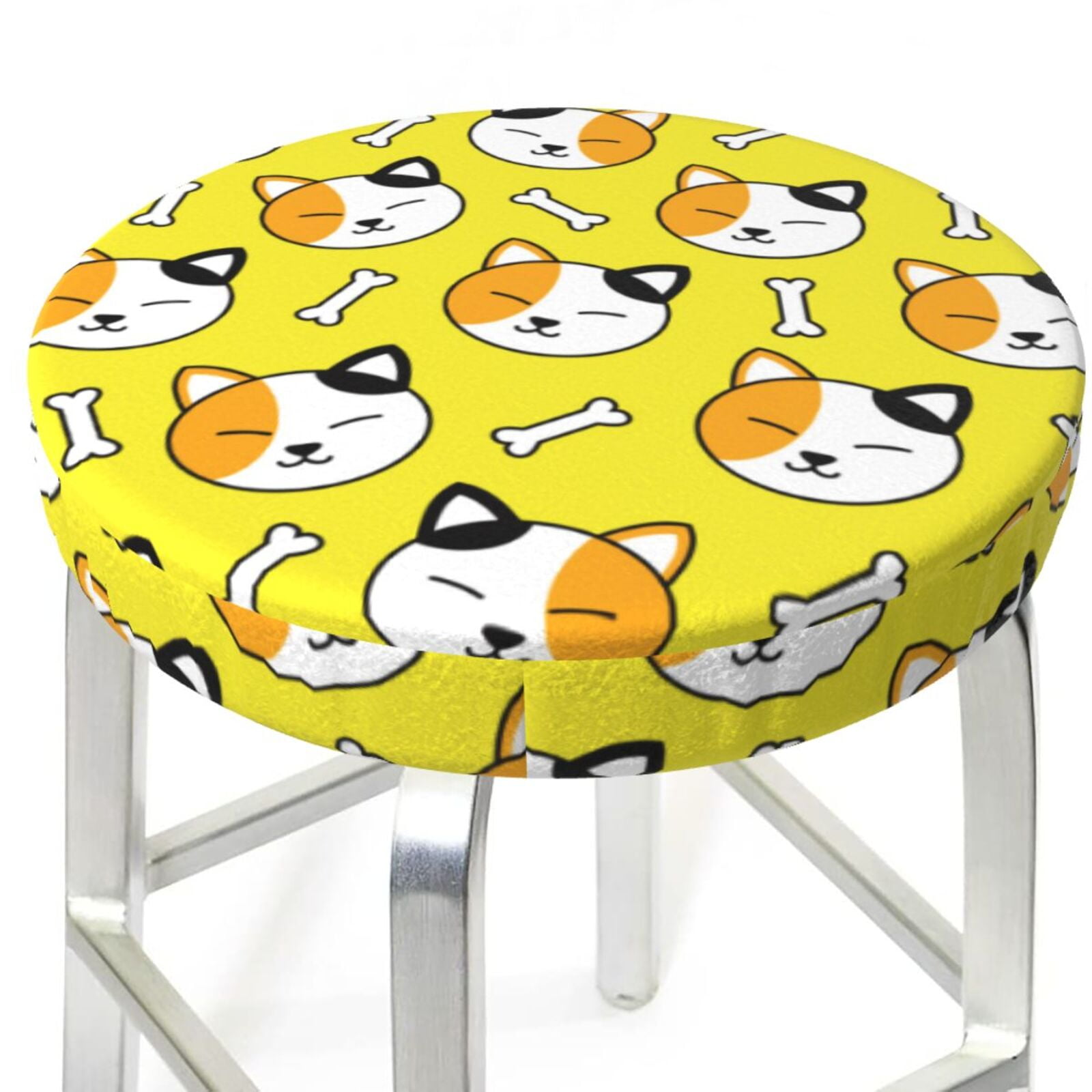 Abstract Cute Corgi Dog Bar Stool Covers Round - Washable Round Seat ...