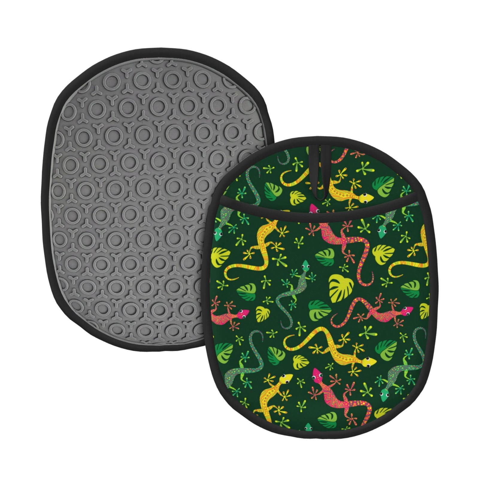 Abstract Cute Lizard Gecko Leaves Pot Holders for Kitchen - Heat ...