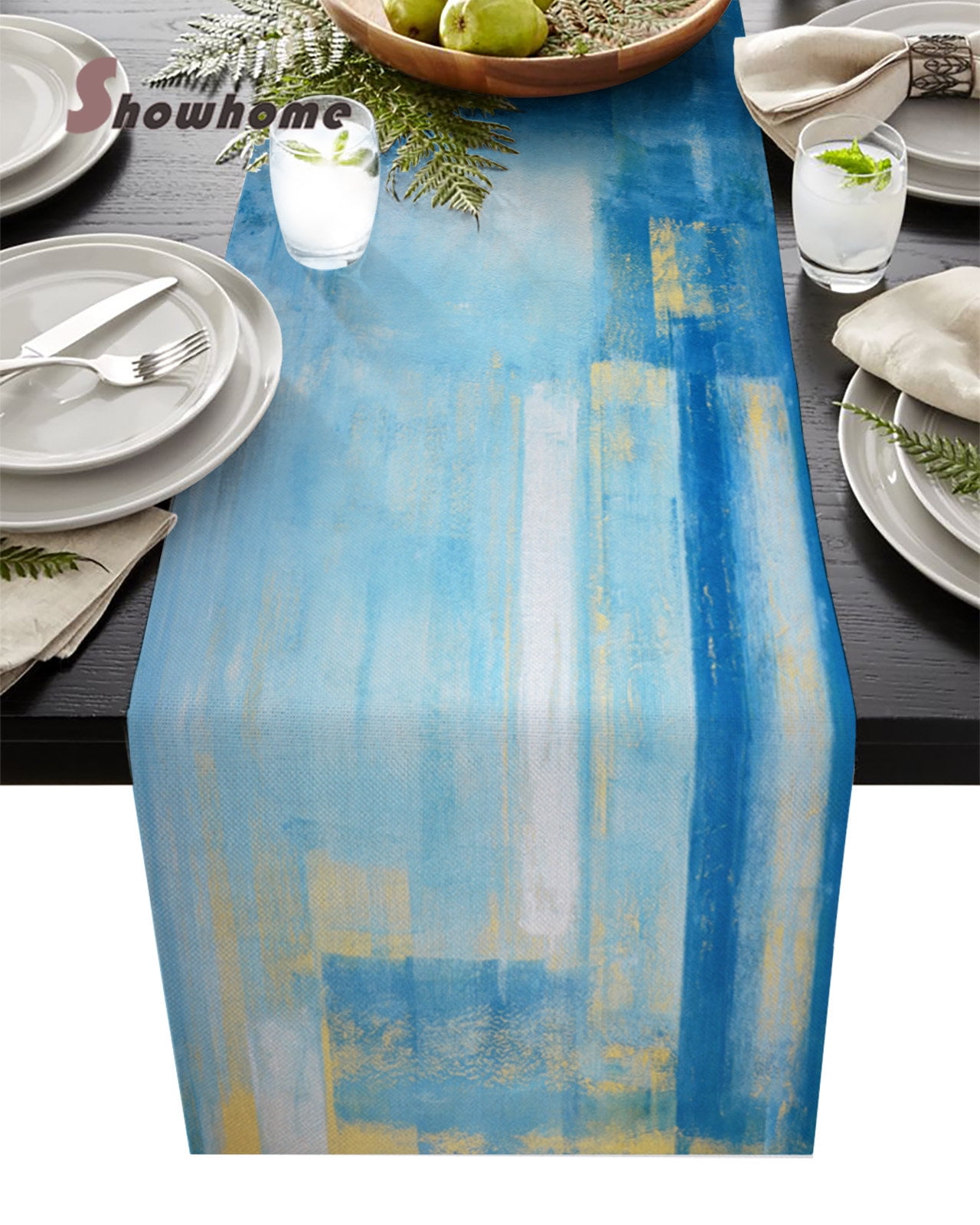 Abstract Cyan Turquoise Texture Table Runner Modern Party Dining Table ...