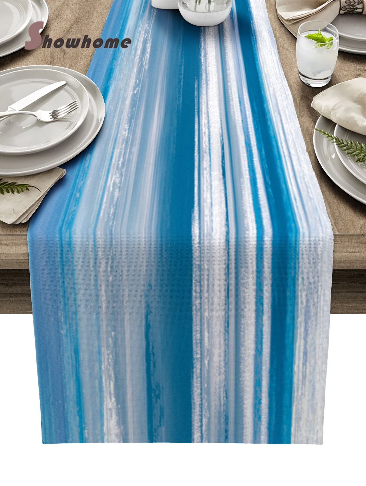 Abstract Cyan Turquoise Texture Table Runner Modern Party Dining Table ...