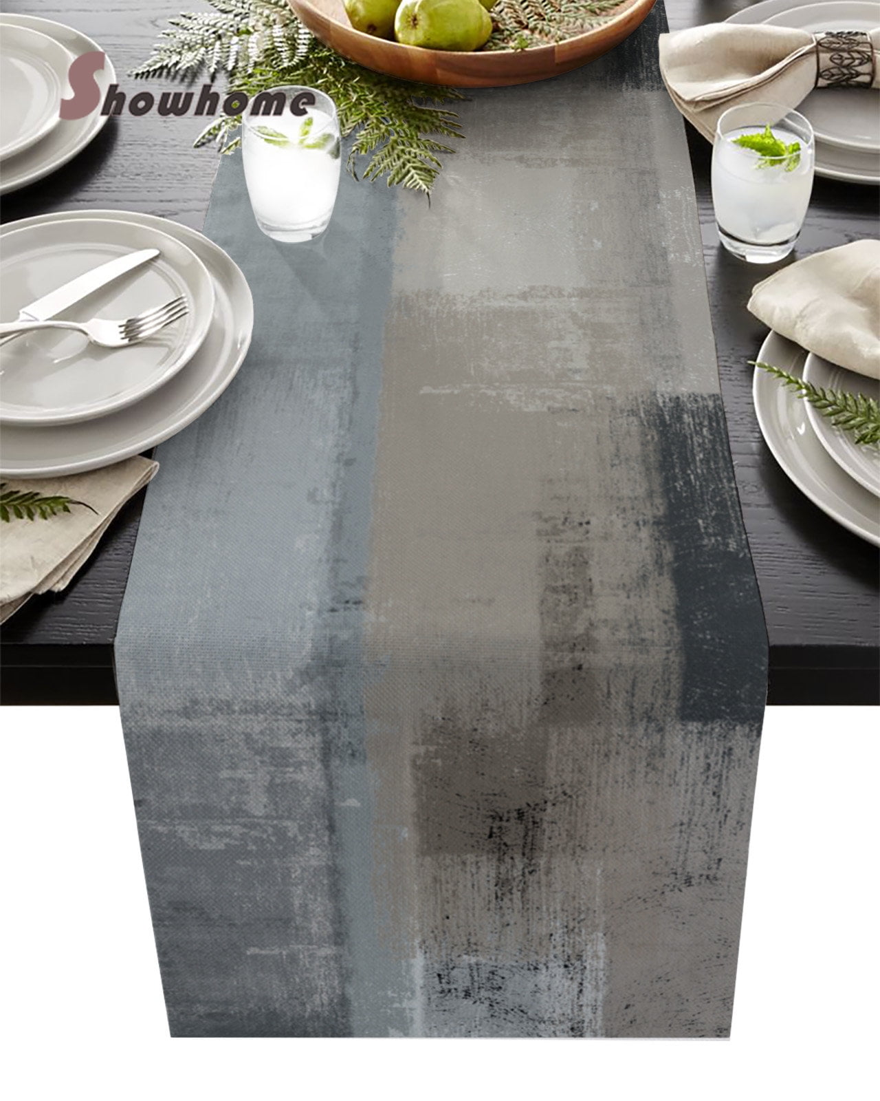 Abstract Cyan Turquoise Texture Table Runner Modern Party Dining Table ...
